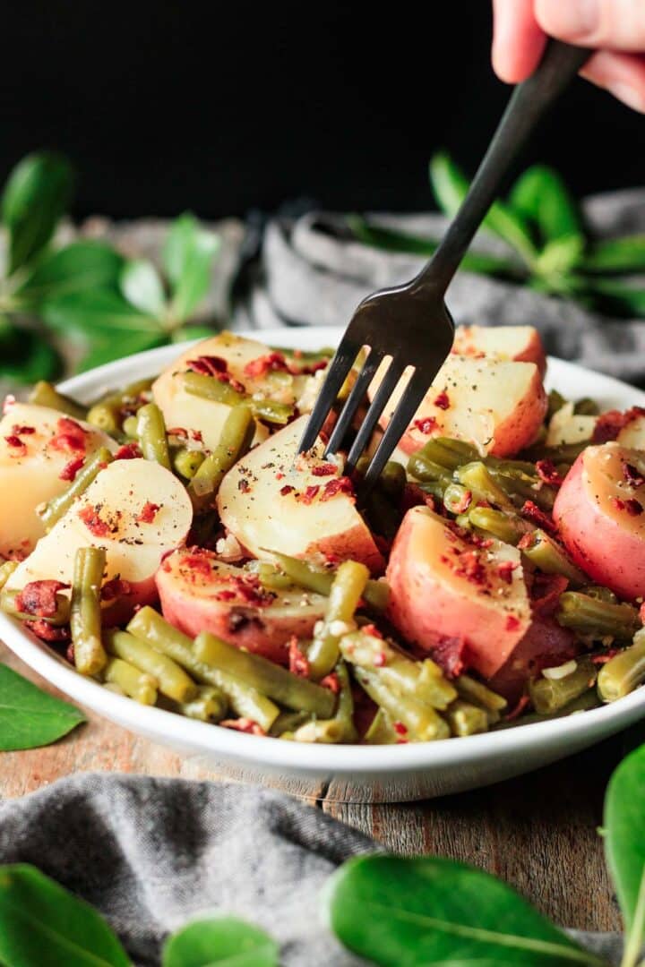 Southern Green Beans and Potatoes with Bacon - Savor the Flavour