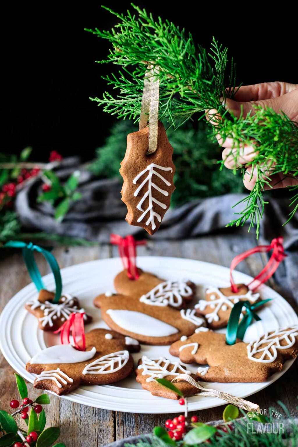 Edible Gingerbread Cookie Ornaments - Savor the Flavour