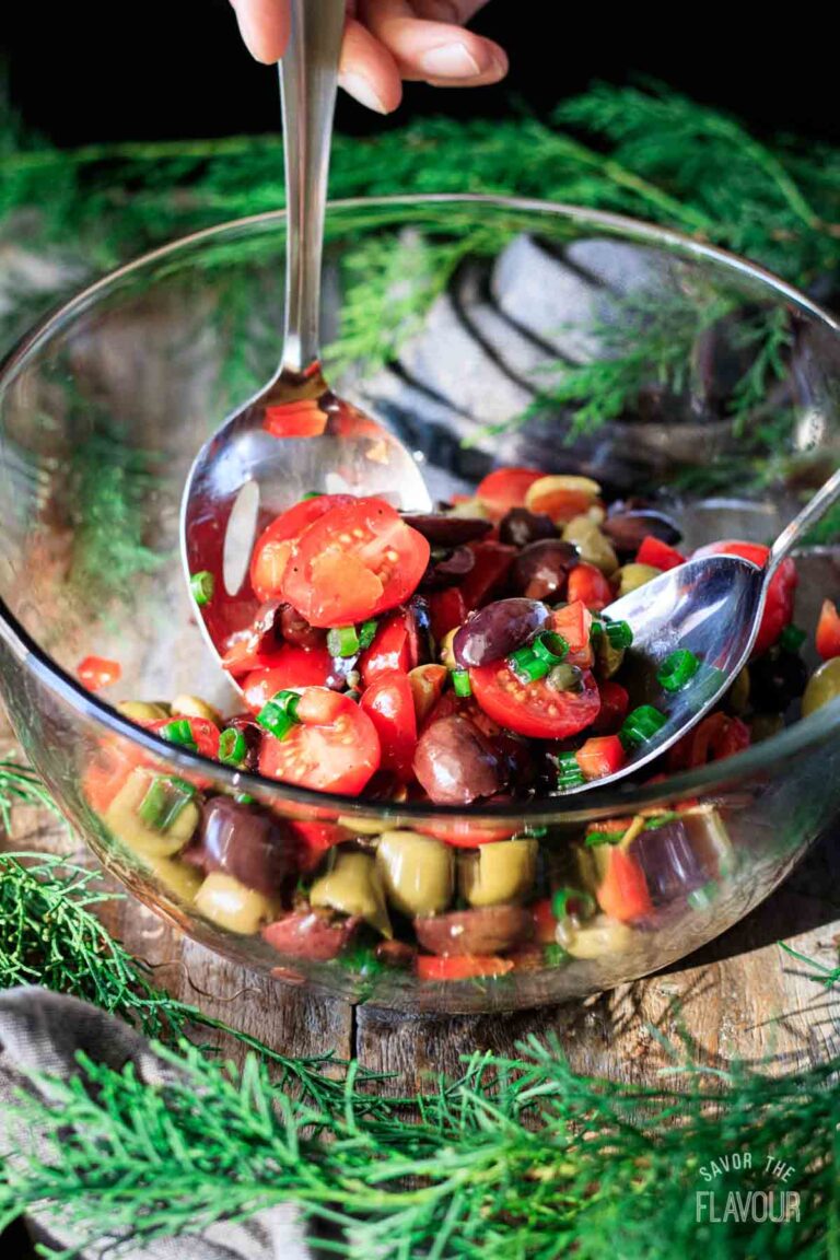 Marinated Tomato Olive Salad Recipe - Savor the Flavour