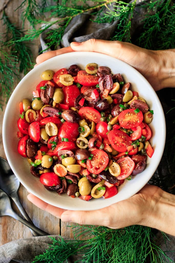 Marinated Tomato Olive Salad Recipe - Savor the Flavour